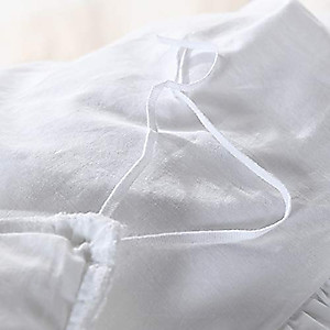 QSH White Ruffle Duvet Cover Queen 100% Washed Cotton Farmhouse Shabby Boho Chic Bedding Comforter Quilt Cover 3 Pieces Vintage Aesthetic French Country Queen Bed Set Extra Soft Breathable