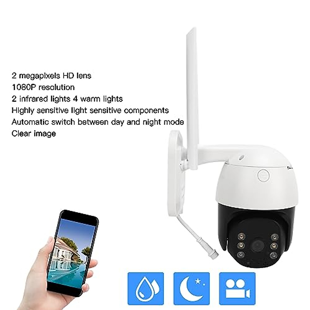 Solar Security Camera, 1080P Solar & Battery Powered Outdoor Camera with PIR Human Detection, APP Video Playback, IP66 Waterproof, for Home Security