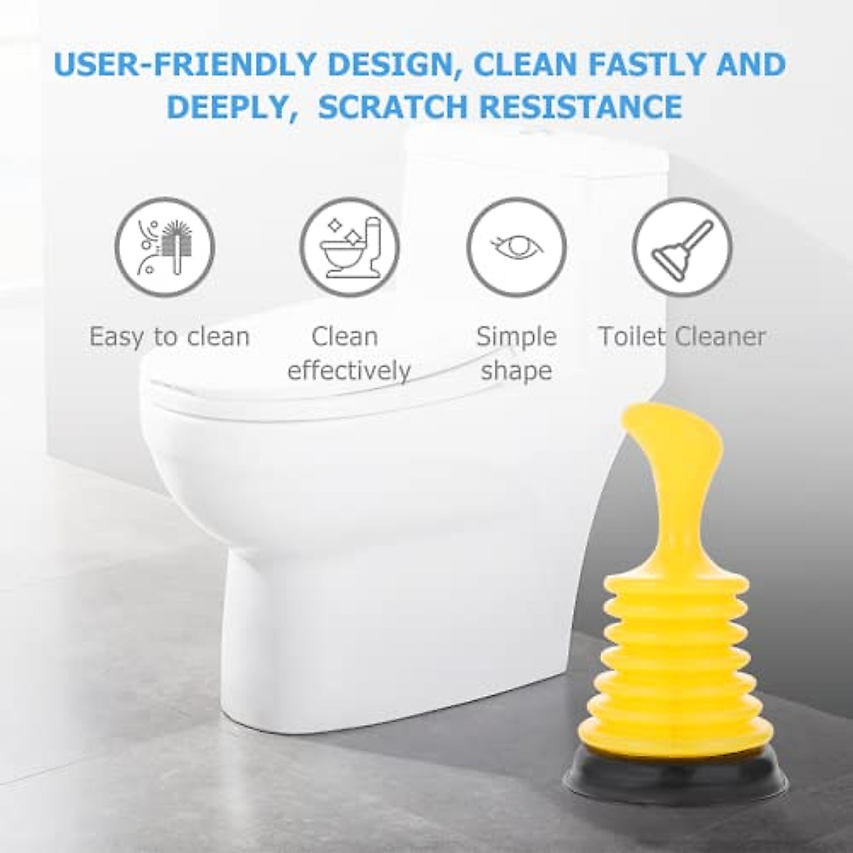 VILLCASE Mini Sink Plunger with Ergonomic Handle, Kitchen Drain Plunger, 4.2 x 4.2 x 7, Suction Power to Unclog Slow Sinks, Drains, Tubs, Showers, Yellow 2- pack