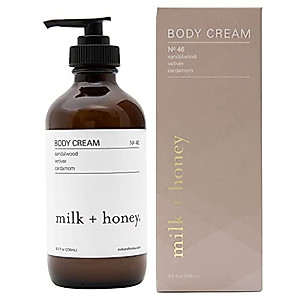 milk + honey Rich Body Cream No. 46, with Sandalwood, Vetiver, and Cardamom, Body Cream for Women and Men, Ultra-Nourishing Moisturizing Lotion, 8 oz.