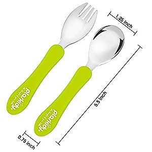 PLASKIDY Toddler Utensils Set of 8 Kids Utensils Forks and Spoons - BPA Free/Dishwasher Safe Toddlers Silverware Stainless Steel with Silicone Handle's Children's Safe Flatware Cutlery Set