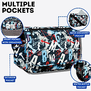 J World New York luggage Terry for Women. Girls School Kids Messenger Bag, Graffiti, One Size US