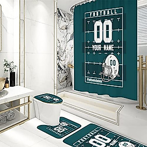 Custom Football Style Shower Curtain 4Pcs Set Personalized Bathroom Decor Gift Fashion Modern Home Supplies