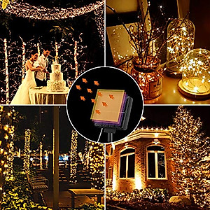 Outdoor Solar String Lights Waterproof 288Ft, 4-Pack Each 72FT 200 LED Solar Powered Fairy Lights with 8 Lighting Modes, Cooper Wire Lights for Patio, Garden, Party, Wedding (Warm White)