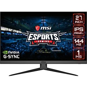 MSI G272, 27" Gaming Monitor, 1920 x 1080 (FHD), IPS, 1ms, 144Hz, FreeSync, HDMI, Displayport, Tilt