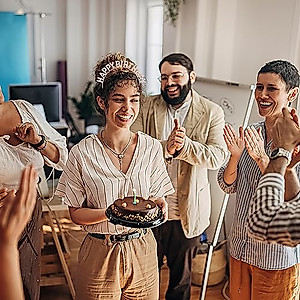 WLLHYF Birthday Crowns Rhinestone Birthday Headband Bling Girl Tiara Hair Band Happy Birthday Princess Crown Sweet Birthday Party Hair Accessories for Women Girls Festival Gift (Rose gold)