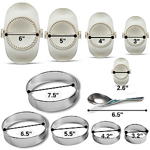 MUMSUNG Empanada Maker Press, 6-Inch Extra Large Dumpling Maker Set with Dough Cutter, Dumpling Mold Set for Pierogi, Pastelitos, Calzone, Turnovers, Chinese Dumpling, 5Sizes (6"/5"/4"/3"/2.6")