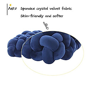 XVTRU Knot Throw Pillows Square Decorative Cushion Velvet Hand Knotted Pillow 13 Inch Sofa Lumbar Pillow for Living Room Bay Window Knot Floor Pillows Home Decorative Plush Cushion