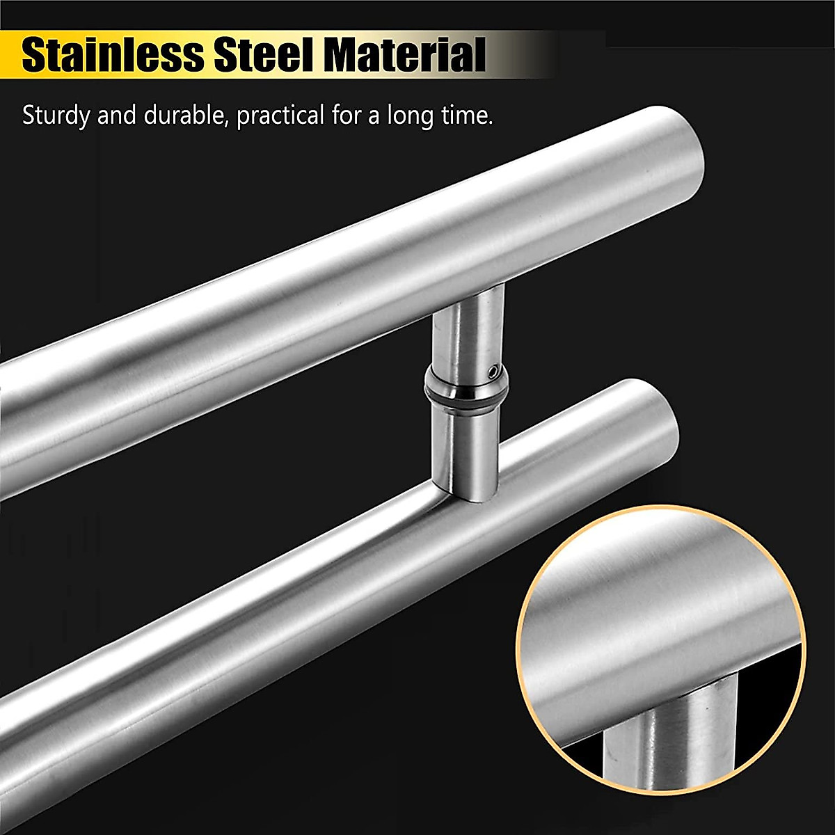 Modern Entry Door Handle Push Pull Door Handle, Double Sided H-Shape Round Handles, Brushed Stainless Steel Interior Exterior Sliding Barn Door Hardware Pulls ( Color : Frosted , Size : 50cm/19.7in -