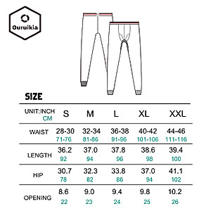 Ouruikia Men's Thermal Underwear Pants Thermal Bottoms Long Johns Bottoms with Separate Pouch(Black,L)