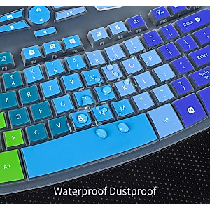 Colorful Keyboard Cover Compatible with Logitech K350 MK550 MK570 Wireless Wave Keyboard, Logitech K350 MK550 MK570 Full Keyboard Protector Skin -Rainbow