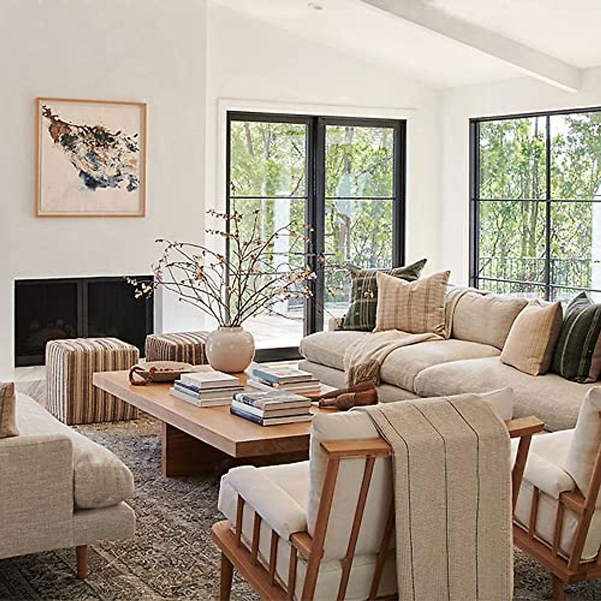 LITFAD Nordic Style Rectangle Coffee Table Solid Wood Cross Legs Cocktail Table Pine Living Room Table Hotel Homestay Log Tea Table - 63" L x 27.5" W x 18" H