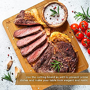 Large Bamboo Cutting Board & Chef knife Set, Home Essentials Kitchen Accessories, Butcher Block Chopping Board, Stainless Steel Meat Butcher Knife - 8 inch Forged Chefs Knife Kitchen Knives