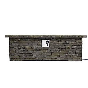 Christopher Knight Home Welsh Outdoor Light Weight Rectangular Fire Pit, Natural Stone/Black