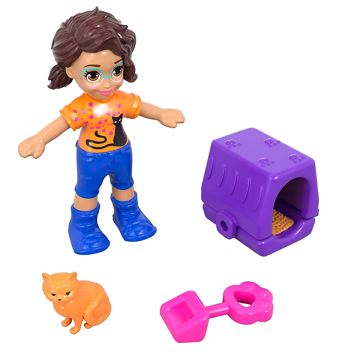Polly Pocket Tiny Pocket Places Purrfect Playhouse Compact with 2 Reveals, Accessories, Micro Shani Doll, Captain Cobblywobbles Pet & Sticker Sheet