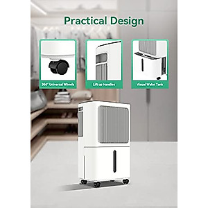 30 Pint Dehumidifiers for Home with Drain Hose, VEAGASO 2,500 Sq.Ft Dehumidifier for Basement, Large Room, Bathroom, Three Operation Modes, Intelligent Humidity Control, Dry Clothes, 24HR Timer