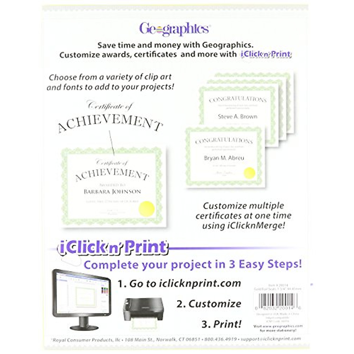 Geographics Gold Foil Award Certificate Seals, Embossed Official Seal of Excellence, 2 inch (Set of 100)