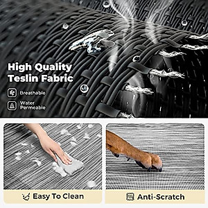 Veehoo Original Cooling Elevated Dog Bed, Outdoor Raised Dog Cots Bed for Large Dogs, Chew Proof Standing Pet Bed with Washable Breathable Mesh, No-Slip Feet for Indoor Outdoor, Large, Black Silver