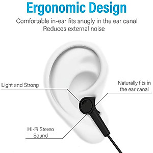 RedSkyPower 10 Pack Black Color Kid's Wired Microphone Earbud Headphones, Individually Bagged, Disposable Earbuds with Mic Ideal for Students in Classroom Libraries Schools, Bulk Wholesale