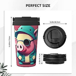 WANGZHAO Cute Pig Print Double Wall Stainless Steel Vacuum Insulated Tumbler Cup Home Thermal Cup