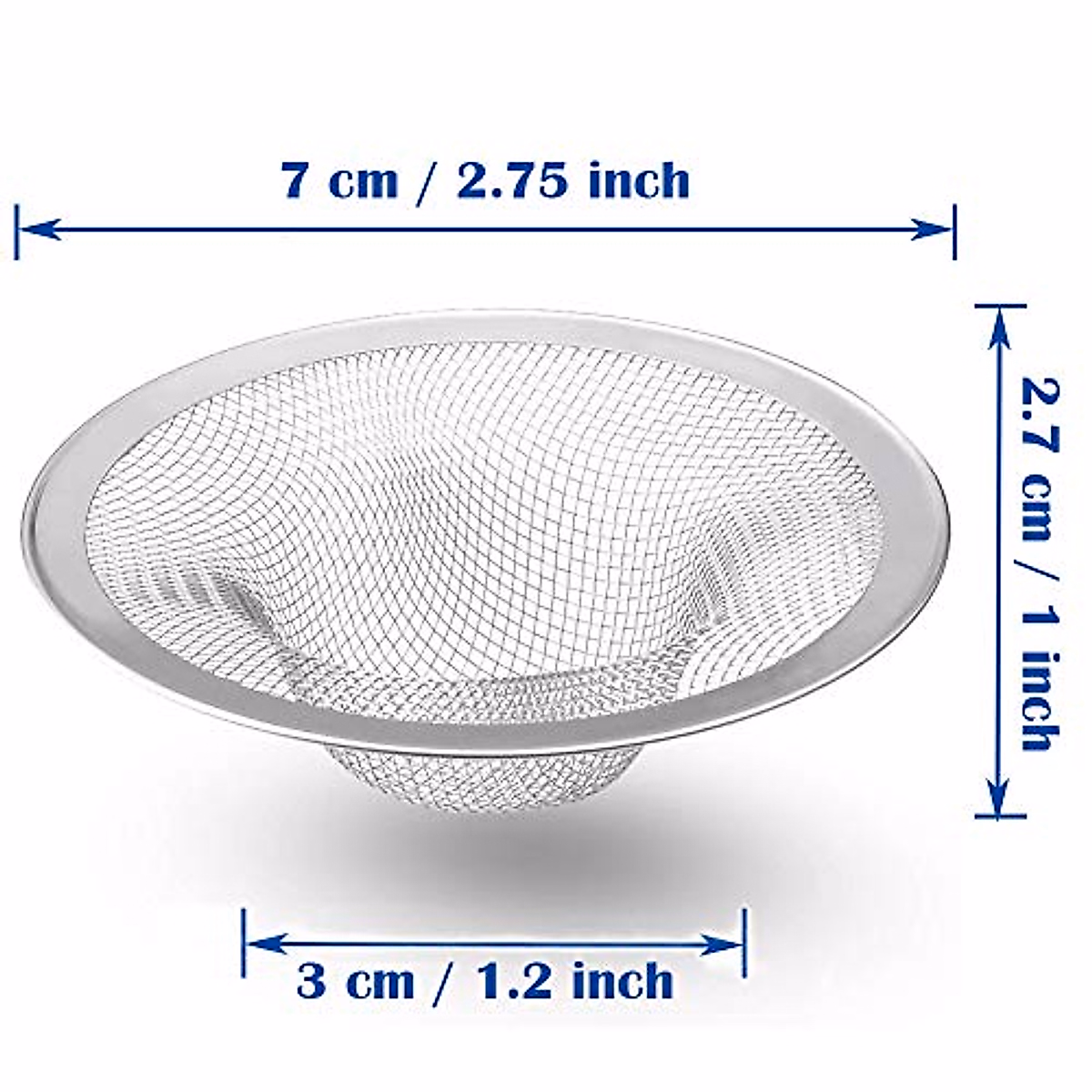 Shower Hair Drain Catcher, Stainless Steel Sink Strainer Hair Catcher Basket Filter Trap Fits Most Kitchen Sinks, Bathroom Sinks, Shower Tub Drains (50 Pack, 2.75 inch)