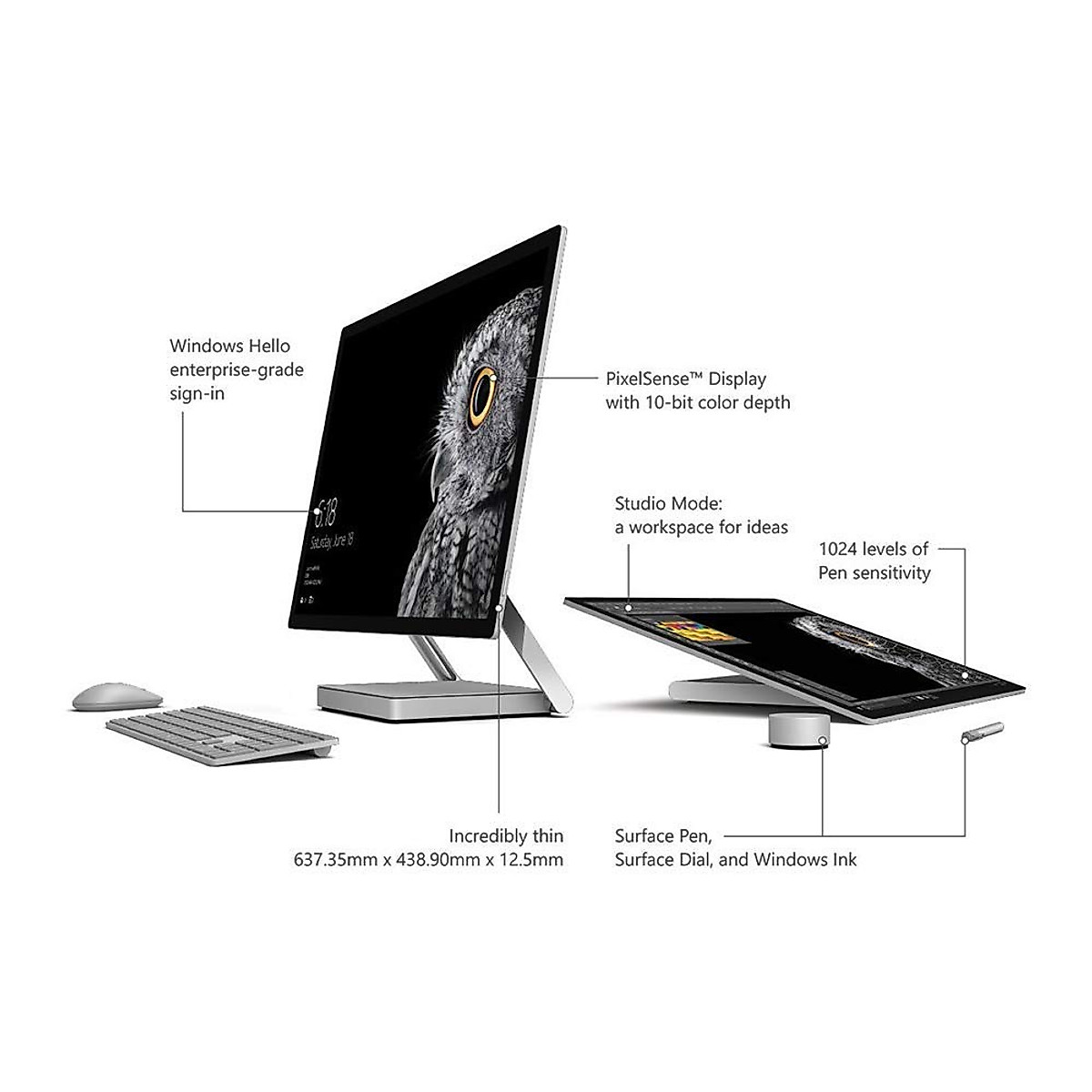 Microsoft Surface Studio All-in-one 28" 4500x3000 Touchscreen i5, 8GB RAM 1TB HDD AIO PC GTX 965M, Pen, Keyboard, Mouse, Win 10 Pro (Renewed)