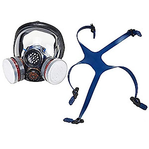 KISCHERS Reusable Full Face Respirator Large Against Dust/Organic Vapors/Smells/Fumes/Sawdust/Asbestos Suitable for Painting,Staining,Car Spraying,Sanding &Cutting