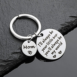 Mother’s Day Gifts from Son for Birthday, Double Side I'll Always Be Your Little Boy, You Will Always Be My World - Best Mom Ever Keychain for Valentine’s Day Christmas Gift
