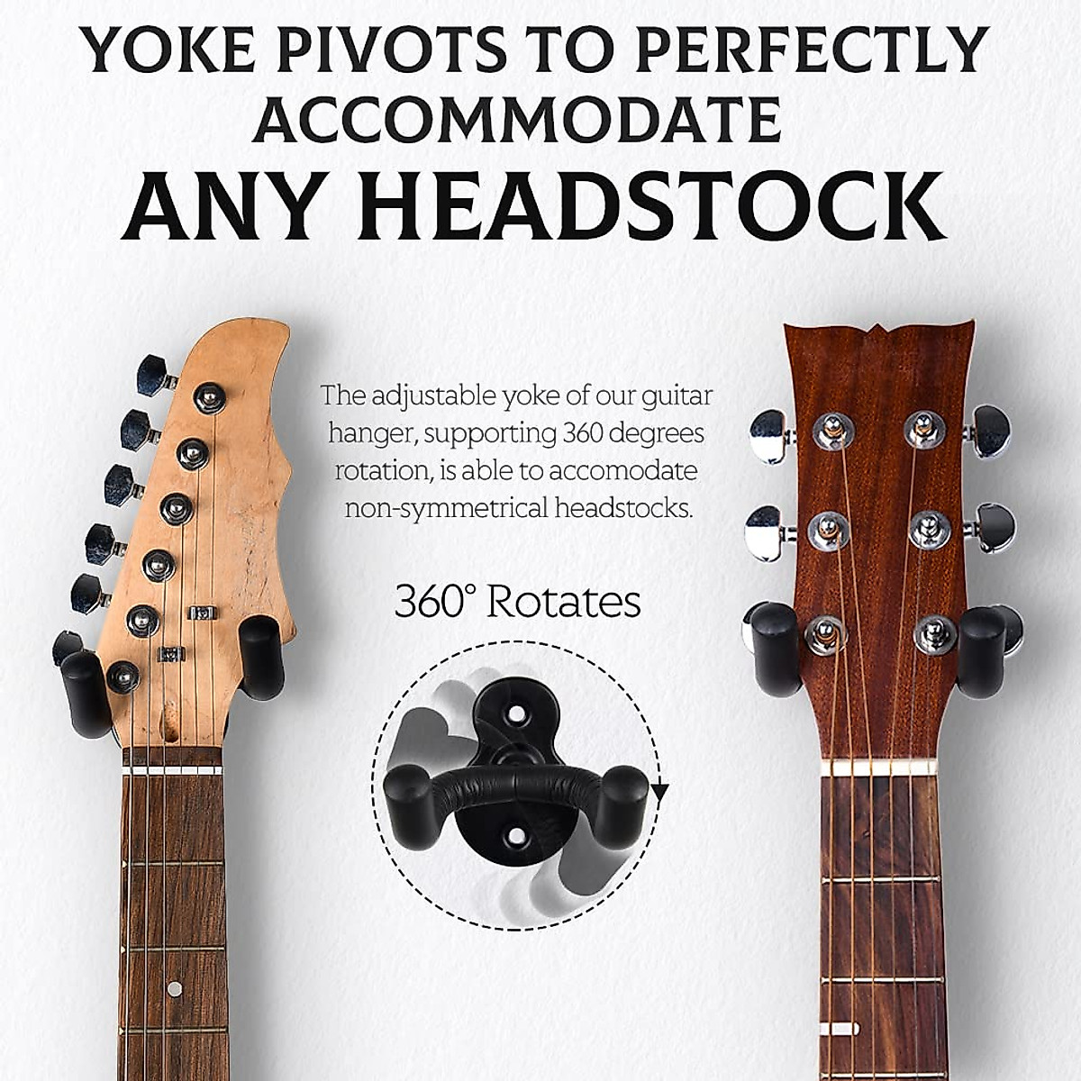 LALAOKS Guitar Wall Mount Guitar Hanger Metal Black for Acoustic Electric Bass Guitars Ukulele and More Instruments (Guitar Type)