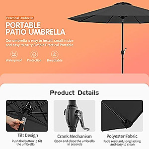 Homall 5 Pieces Patio Conversation Sofa Set Outdoor Wicker Sectional Furniture Sets with Patio Umbrella, Rattan Chair with Ottoman, Storage Table for Backyard, Garden, Porch (Beige)