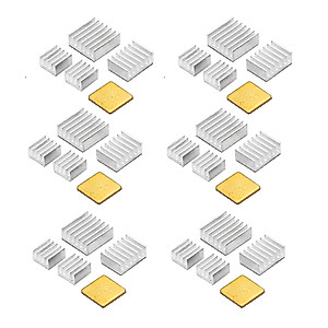 30 PCS Raspberry Pi 4 Heatsink Kit with Thermal Conductive Adhesive Tape, Aluminum Heat Sink Cooler and Copper Heatsink for Raspberry Pi B B+ 2/3/4
