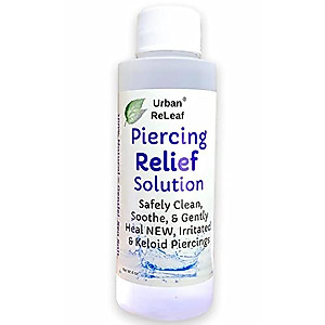 Urban ReLeaf Piercing Relief Solution ! Safely Clean, Soothe & Gently Heal New, Irritated and Keloid Piercings. 100% Natural Sea Salt, Tea Tree, Rosemary
