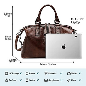 Women Genuine Leather Handbags vintage purses Top Handle Satchel and tote Crossbody Shoulder bags (Vintage Coffee)
