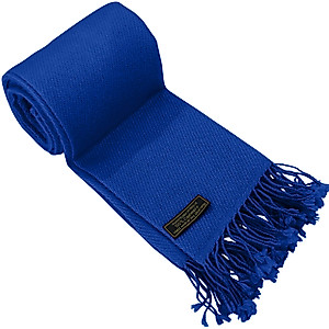 CJ Apparel Royal Blue 100% Cashmere Shawl Pashmina Scarf Wrap Stole Head Wrap Face Cover Hand Made in Nepal NEW