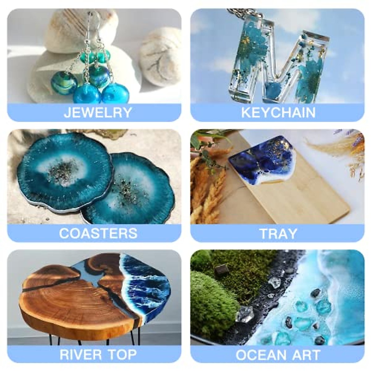 Epoxy Resin, Upgrade Formula 32OZ 2X UV Resistant Resin, Epoxy Casting and Coating Resin Kit with Sticks, Self Leveling Easy Mix for Art, Crafts, Jewelry Making, River Tables of Art Resin
