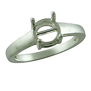 Carillon Solid 925 Sterling Silver Round 7 MM Prong Set Without Stone Solitaire Ring Semi Mount Customized Jewelry For Women (Sterling Silver, 7)