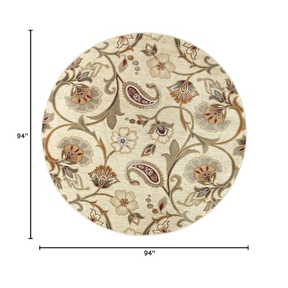 Fairfield Beige Modern Large 8ft Round Rug - Area Rug - Indoor Area Rugs for Living Room - Dining Room Rug - Bedroom Rug - Kitchen Rug - Entryway Rug Contemporary Carpet - Alfombras para Salas