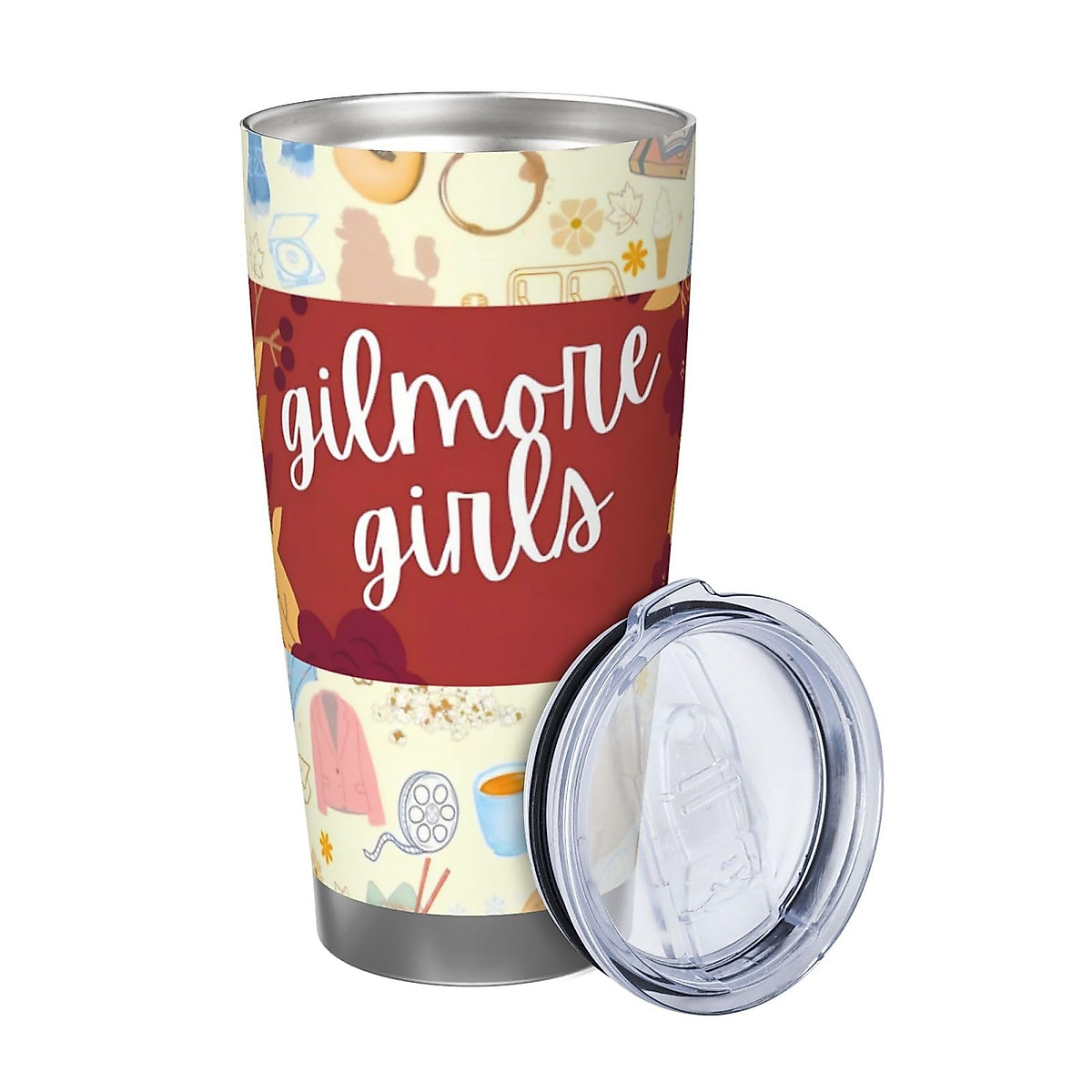 Stainless Steel Insulated Coffee Cup with Lid and Straw, 20 oz Gifts for Mom Girl Daughter Sister Friend Double Walled Stainless Steel Tumbler (silvery-F)