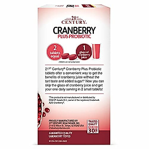 21st Century Cranberry Plus Probiotic Tablets, 60 Count