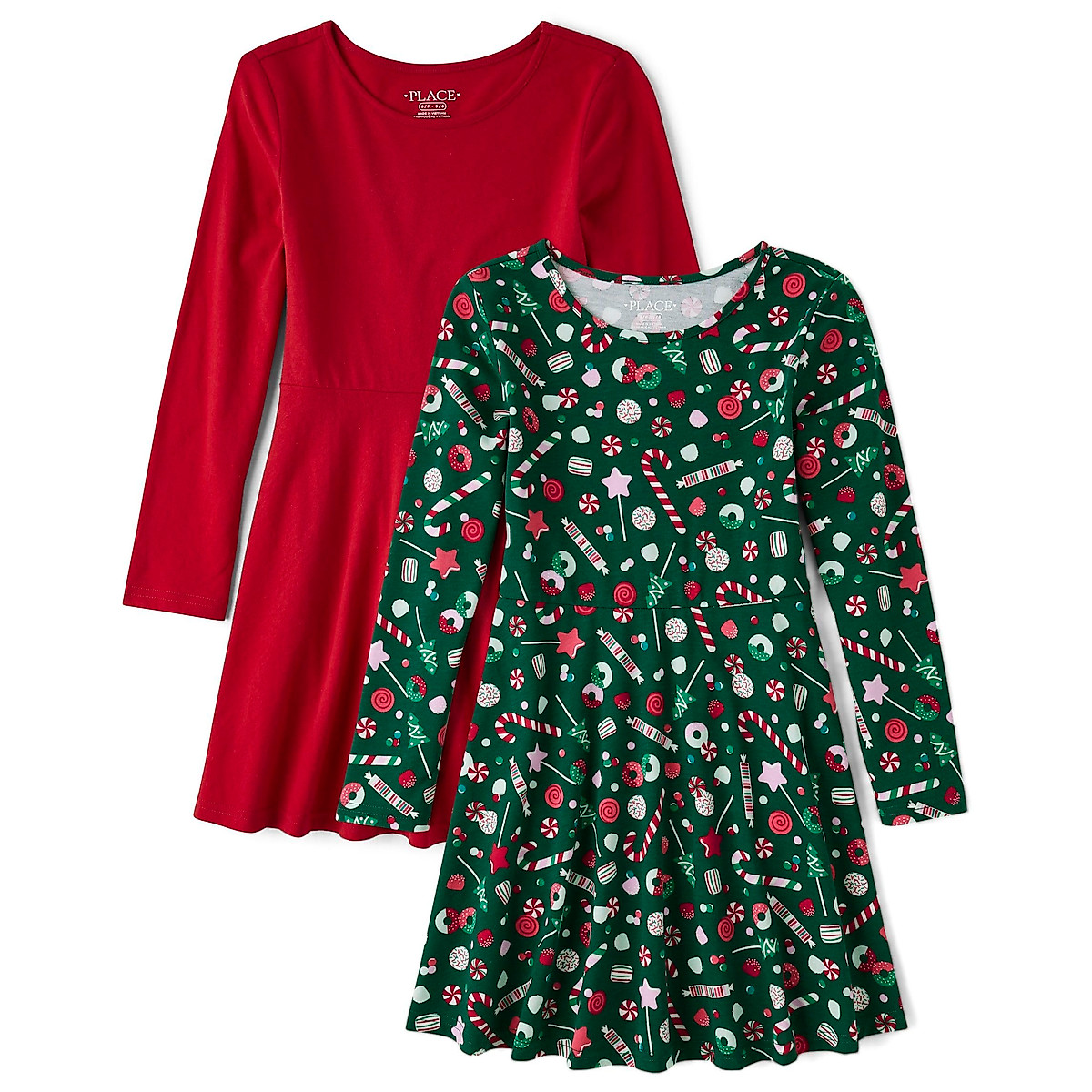 The Children's Place,Long Sleeve Fashion Skater Dress 2-Pack,Small (5/6)