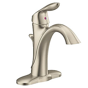 Moen Eva Brushed Nickel One-Handle High Arc Bathroom Faucet, 6400BN