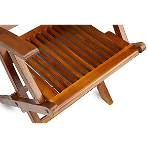 TeakCraft Teak Folding Arm Chair - 2 Piece Foldable Chairs Set - Fully Assembled - Solid Wooden Outdoor, Indoor- Wood Dining Room, Kitchen, Patio, Bistro Chairs, The Mille