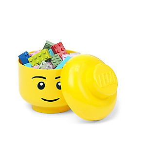 Room Copenhagen, Lego Storage Heads Stackable Storage Container - Buildable Organizational Bins for Kid’s Toys and Accessories - 4.02 x 4.02 x 4.53in - Mini, Silly, Holds 100 Bricks