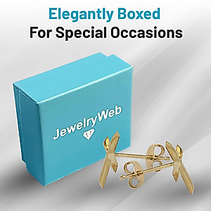 JewelryWeb 14K Yellow Gold Cross Earrings - Beveled Faith Stud Earrings - Cross Earrings for Women and Girls - Catholic Jewelry - Religious Earrings