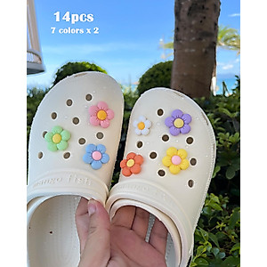 YUNFIRE 14Pcs Flower Shoe Charms, Cute Design for Shoes Decoration, Pets and Animal Shoe Charm for Boys and Girls (flower)