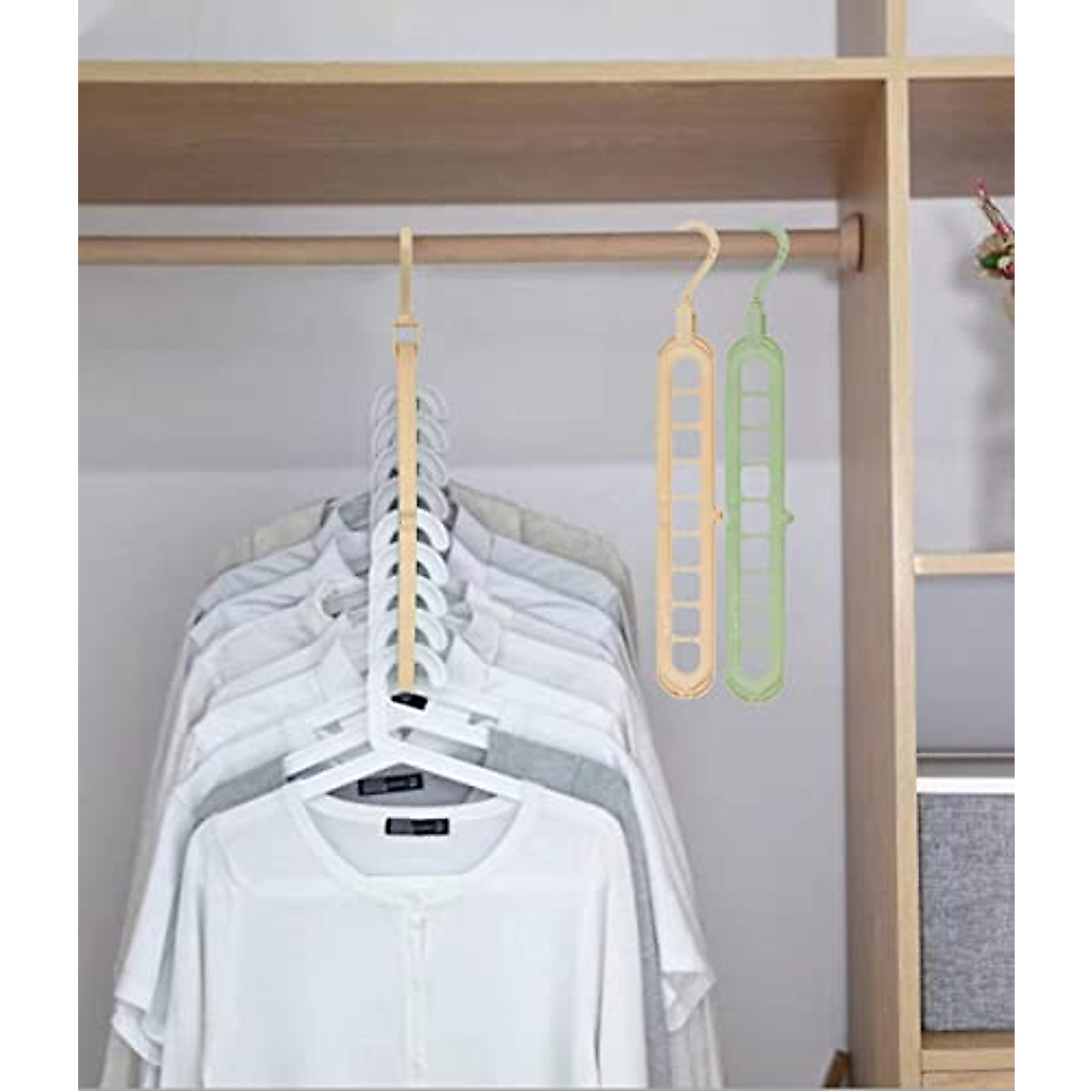XINYIDAO 6 Pcs Magic Hanger Organizer, with 9 Slots, Multifunctional Storage Hanger, Non-Slip Hangers, Cascading Hangers, Closet Organizers and Storage