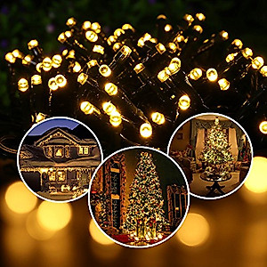 LYHOPE Solar String Lights, 72ft 200 LED 8 Modes Waterproof Outdoor Fairy String Lights for Garden, Patio, Home, Party, Wedding, Holiday, Xmas Tree, Outdoor Decor (Warm White, 2 Pack)