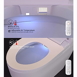 EUROTO Famous Classic 3858 – Upgraded One-Piece Dual Flush Toilet with Integrated Bidet, Auto Open/Close Lid, Heated Seat, Warm Dryer, Night Light, Foot Sensor, and Remote Control – White