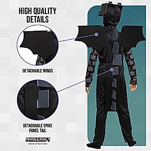 Disguise Minecraft Ender Dragon Costume for Kids, Video Game Inspired Character Outfit, Classic Child Size (10-12),Black