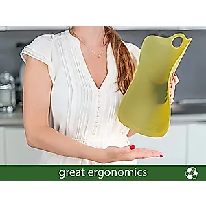 IMEKO TPU Cutting Board, BPA Free, Knife Friendly, Flexible, Dishwasher Friendly, Space Saving, Ergonomic Design, Chopping Mat - Olive Green - Size: Medium 13.7" x 9.4"- W: 10 oz.